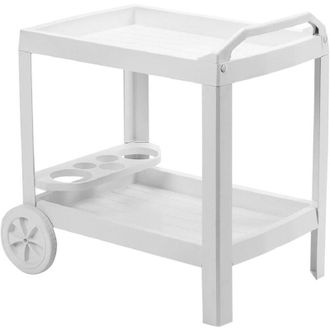 Progarden Chariot alimentaire en plastique blanc - Desserte de cuisine avec roues - R&eacute;sistant aux agents atmosph&eacute;riques et moisissures