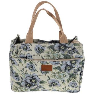 BESPORTBLE TOBBOMEY Paquet Cabas en Toile &agrave; Imprim&eacute; Floral pour Femme Grosse Capacit&eacute; Fermeture &Eacute;clair Paquet de Courses D&eacute;contract&eacute; Vert Fleuri pour Shopping Lo