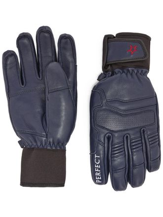 Perfect Moment gants en cuir &agrave; logo emboss&eacute; - Bleu
