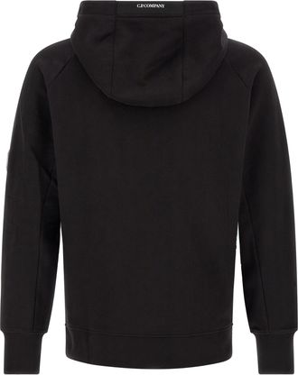 C.P. Company Diagonal Raised Fleece Cotton Hoodie - Black