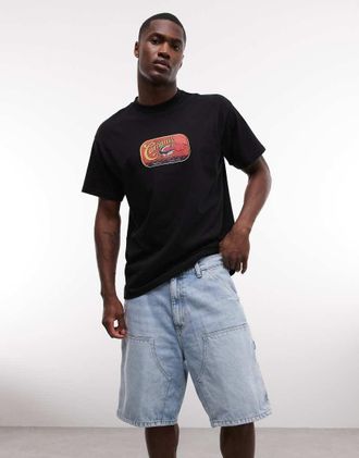 Carhartt Work in Progress Carpenter-Shorts in blauer Bleach-Waschung mit doppelter Stofflage im Kniebereich
