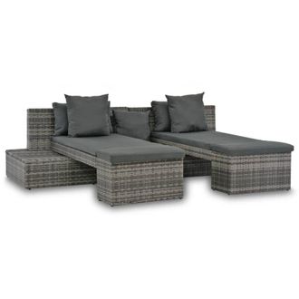 vidaXL Vidaxl - Salon de jardin 4 pcs avec coussins R&eacute;sine tress&eacute;e Gris