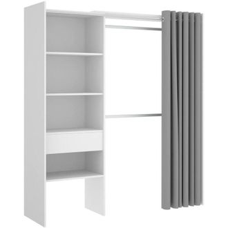 Dmora Kleiderschrank Wetterhorn, Struktur für begehbaren Kleiderschrank, offene Garderobe, 160 x 50 x 205 cm, Weiß und Grau - Dmora