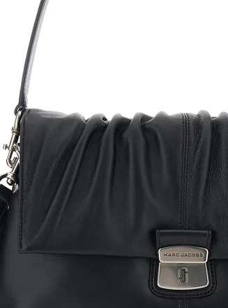 Marc Jacobs Ruched Lamb Leather Shoulder Bag - Black