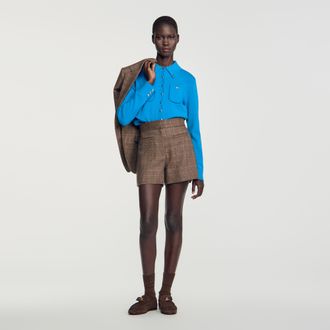 Sandro Karierte Wollshorts