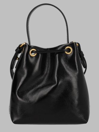 Balmain Womens Bucket Bag Pulse Mini Black Calf Leather Shoulder