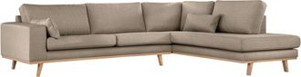 Mørteens home24 Ecksofa mit Ottomane Grau/Taupe Strukturstoff Otrera 287 x 81 x 219cm Ottomane davorstehend rechts Buche Hell Modern