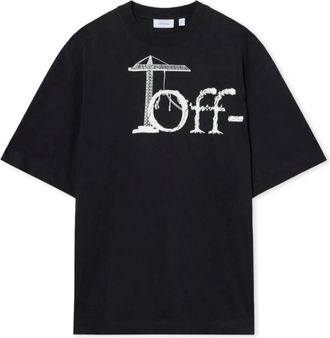 Off-white T-shirt en coton avec logo imprim&eacute; - Homme - Tops - Noir - Taille: M