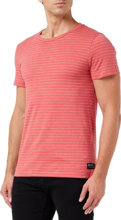 Tom Tailor Herren T-Shirt mit Streifen 1033029, 30327 - Red Fine Yd Stripe, XXL