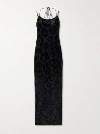 Sir. Vittoria Neckholder-robe Aus Devoré-samt - Schwarz