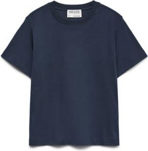 Vero Moda O-Neck Awnaima SS T-Shirt à col Rond Noos, Dark Sapphire, M Femmes