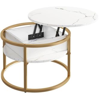 Vicco Couchtisch Marlo, Wei&szlig;/Gold, 57 x 57 cm, Vicco