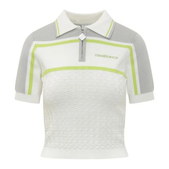 Casablanca Tennis Polo Shirt - - Tops - Damen - Wei&szlig; - M