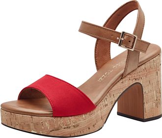 Marco Tozzi Damen Sandalen mit Absatz Plateausohle Verstellbarer Riemen, Rot (Red Comb), 41 EU