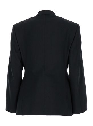 Balenciaga Womens Black Single-Breasted Jacket With Notched Revers Wool Blazers