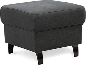 Cavadore Cavadore Hocker Ammerland, Polsterhocker, Fußbank für Wohnzimmer passend zur Wohnlandschaft Ammerland, 58 x 48 x 58, lederoptik dunkelgrau