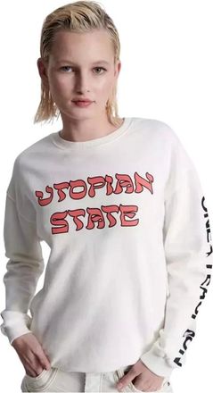 One Teaspoon Femme, Sweatshirts et sweats &agrave; capuche, Blanc, Taille: 34 FR Utopian State Logo Sweater
