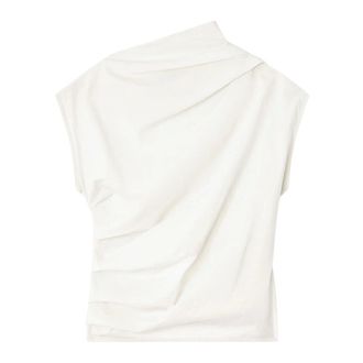 Ganni Femme, Tops, Blanc, Taille: 40 FR Haut en Coton Froiss&eacute;