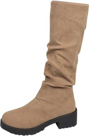 Generic Generisch Bottines mollets larges pour femme - Bottes de neige pour femme - Imperméables - Mates - Pour lhiver - Grandes tailles - Couleur unie - Anti
