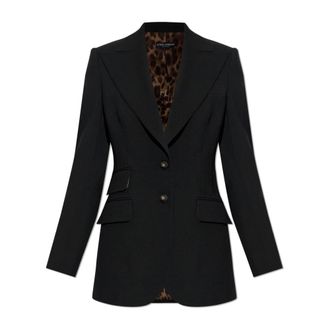 Dolce & Gabbana Femme, Vestes, Noir, Taille: 42 FR Turlington Wool Blazer