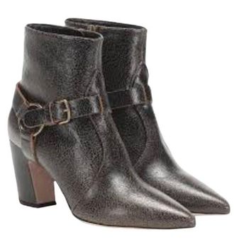 Miu Miu Eabno Leather Buckle Detail Ankle Boots Size 39.5