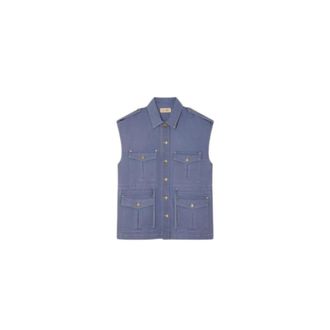 Sessun Denim Worker &Auml;rmellose Jacke - - Jackets - Damen - Blau - M