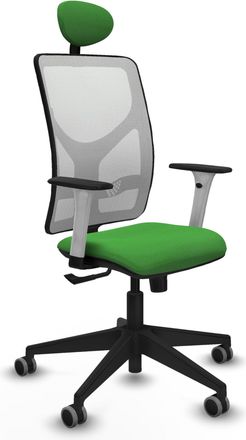 Piqueras y Crespo Telearbeitsstuhl mit wei&szlig;en und schwarzen Armlehnen, h&ouml;henverstellbarer Lendenwirbelst&uuml;tze und festem Kopfteil, ausgestattet mit 3 Positionen, Wei&szlig;/Gr