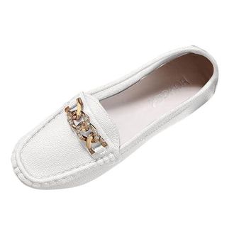 Generic Mocassins d&eacute;contract&eacute;s &agrave; talon plat pour femme - &Eacute;l&eacute;gants - Bout rond - Cha&icirc;ne en m&eacute;tal - Respirant et confortable - Chaussures classiques pour le quo