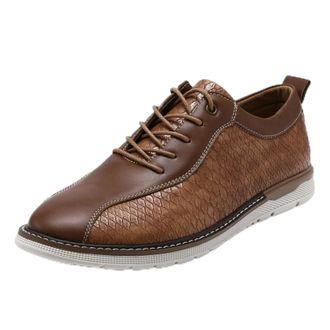 AlltheMen Herren Lederschuhe Sneaker Atmungsaktiv Anzugschuhe Oxford Derby Schn&uuml;rschuhe Krokodildruck Schuhe Leder Business Gelb 45