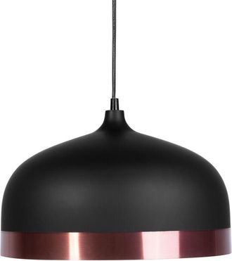 Beliani Lampe Suspension Déco en Métal Noir et Bronze avec Intérieur Blanc E27 Max. 40W Solution Éclairage pour Salle à Manger Minimaliste Moderne Beliani
