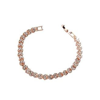 Generic Simple Coeur Forme Tennis Zircon Bracelets Rose Or Couleur Cristal Strass Cha&icirc;ne Bracelets Bracelet Bo&icirc;te Fermoir Bijoux CompliceOp&eacute;ration Facile