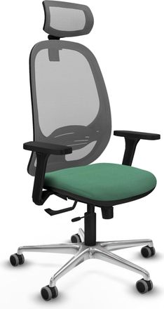 Piqueras y Crespo Cilanco Sicherheitsstuhl mit 3D-Armen, h&ouml;henverstellbarer Lendenwirbelst&uuml;tze und h&ouml;henverstellbarem Kopfteil, in der H&ouml;he und Neigung, Grau/Smaragdgr&uuml;