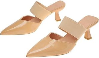 Generic Escarpins &agrave; bout pointu ferm&eacute; pour femme avec bride arri&egrave;re et sangle &eacute;lastique, abricot, 40.5 EU