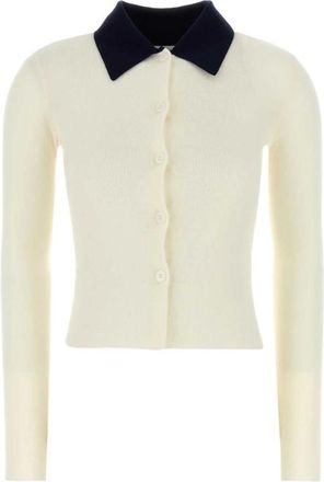 Self Portrait Gilet en maille &agrave; col contrastant - Femme - Pulls - Beige - Taille: 40 FR