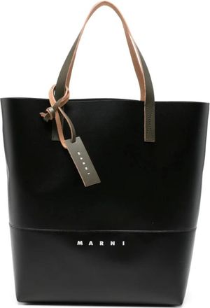 Marni Homme, Sacs, Noir, Taille: ONE Size Printed-Logo Tote Bag