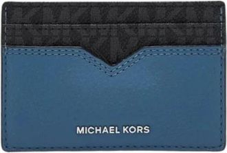 Michael Kors Homme, Accessoires, Bleu, Taille: ONE Size Hudson Pebbled Leather Money Clip Card Case