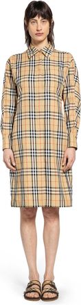 Burberry Check Cotton Shirt Midi Dress