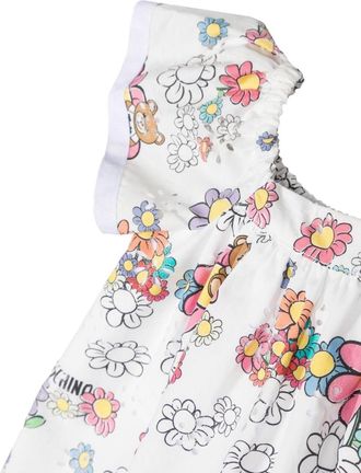 Moschino Toy-Flower Appliqu&eacute; Cotton Dress - White