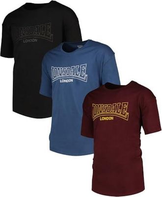 Lonsdale Beanley T-Shirt, Noir/Bleu Marine/Gris foncé, XXL Hommes