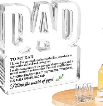 Generico Transparenter Papa-Schriftzug: transparentes Acryl, langlebige Nachrichtenschild, modernes Design, Display mit glatter Oberfl&auml;che | Andenken als Danke