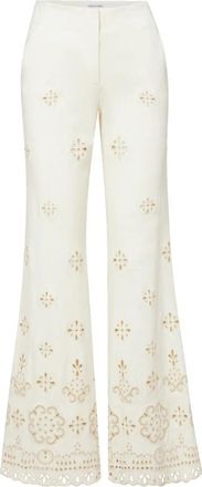 Veronica Beard Komi Eyelet Pant - - Trousers - Damen - Wei&szlig; - L