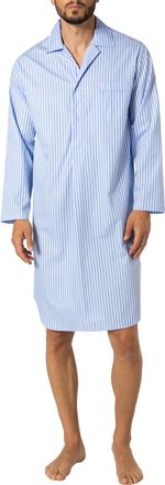 Novila Herren Nachthemd blau Popeline Stoff Gestreift