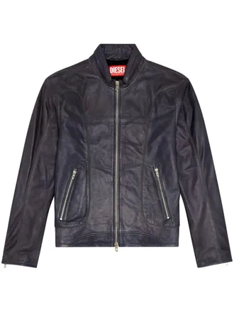 Diesel veste de moto L-Krix en cuir - Noir