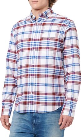 GANT Herren REG Classic Oxford Check Shirt Hemd, Rot, L