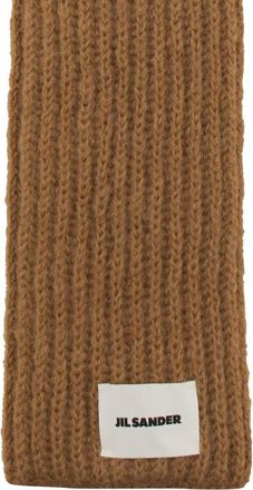 Jil Sander Logo Mohair-Wool Blend Scarf - Beige