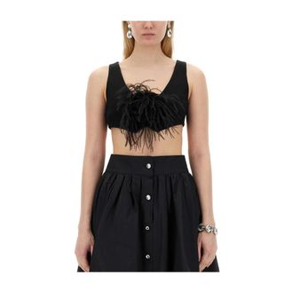 Moschino Femme, Tops, Noir, Taille: 36 FR Top &agrave; appliqu&eacute;s floraux