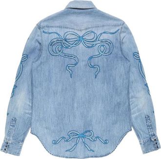 Acne Studios Embroidered Organic Cotton Shirt - Blue