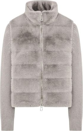 Duno Kurze gesteppte Kunstpelzjacke - - Jackets - Damen - Grau - S