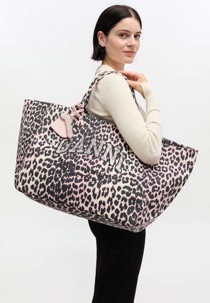 Ganni Fourre-tout XXL &agrave; sequins l&eacute;opard Rose - Pour Femme