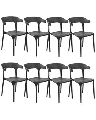Beliani Indoor & Outdoor Stuhl 8er Set Kunststoff schwarz stapelbar Skandi Modern Gubbio